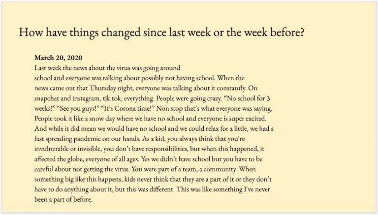 Students' Pandemic Journals Could Become Primary Sources